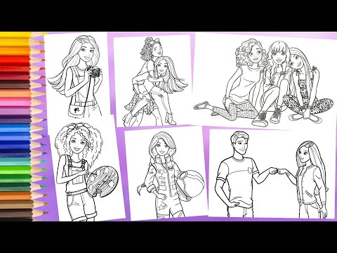 Barbie & Friends - Summer Nikki Ken Fist Bump Group Picture - Barbie Coloring Book
