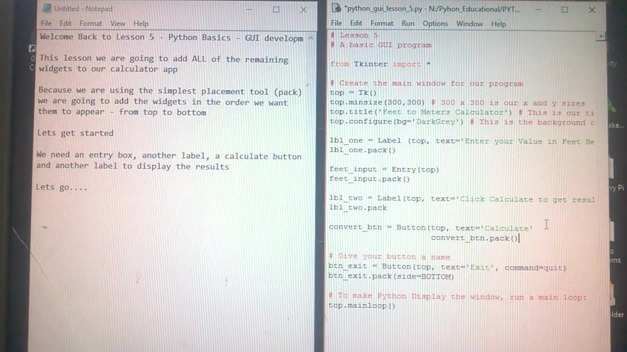 Python Basics Lesson 5 - Simple GUI Calculator