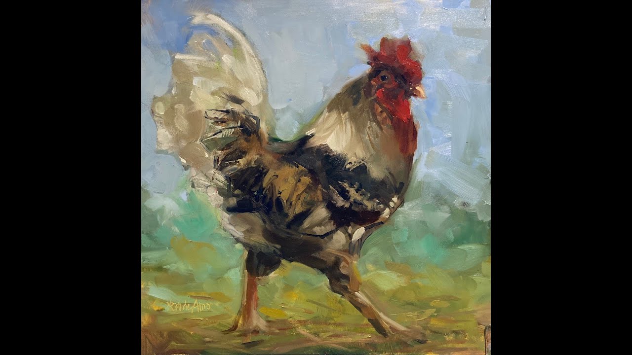 Finishing Jazzy Rooster - painterly technique - Painting a Rooster in Oil