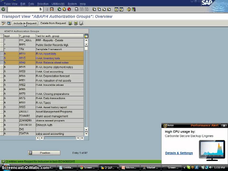 SAP Transports  Table Entries