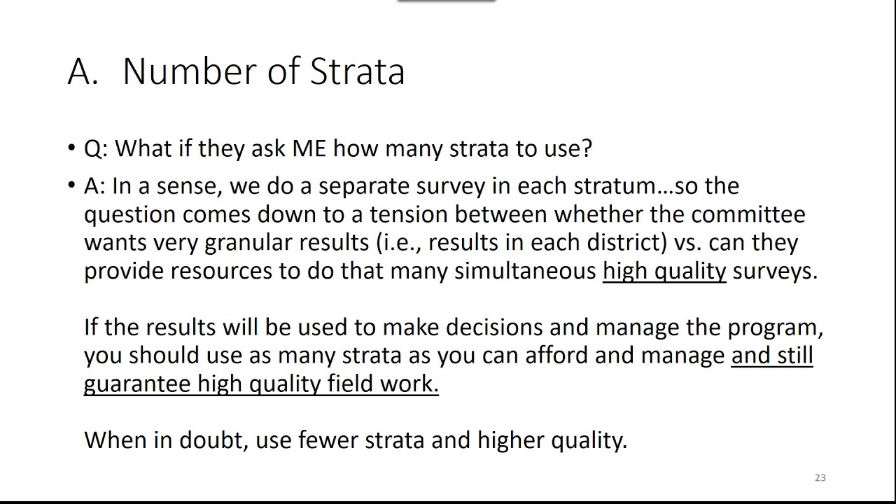 Six Values: A: Number of strata