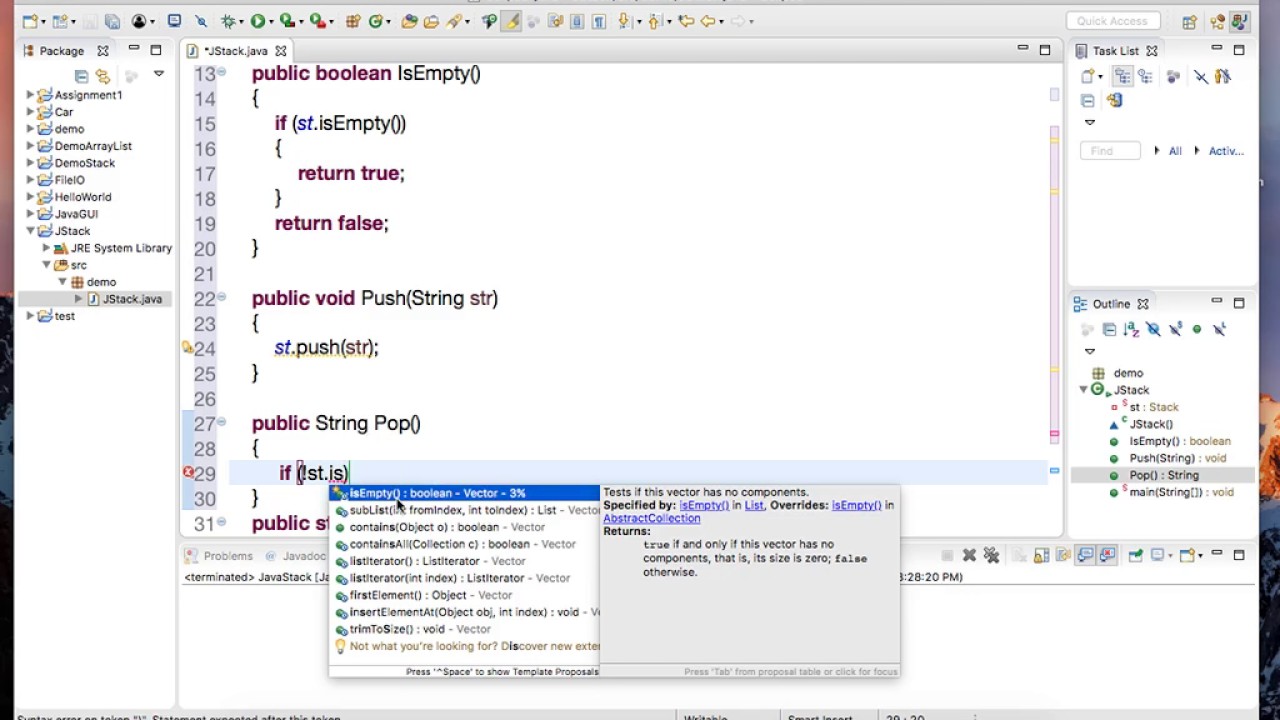 Java java.util.Stack Tutorial