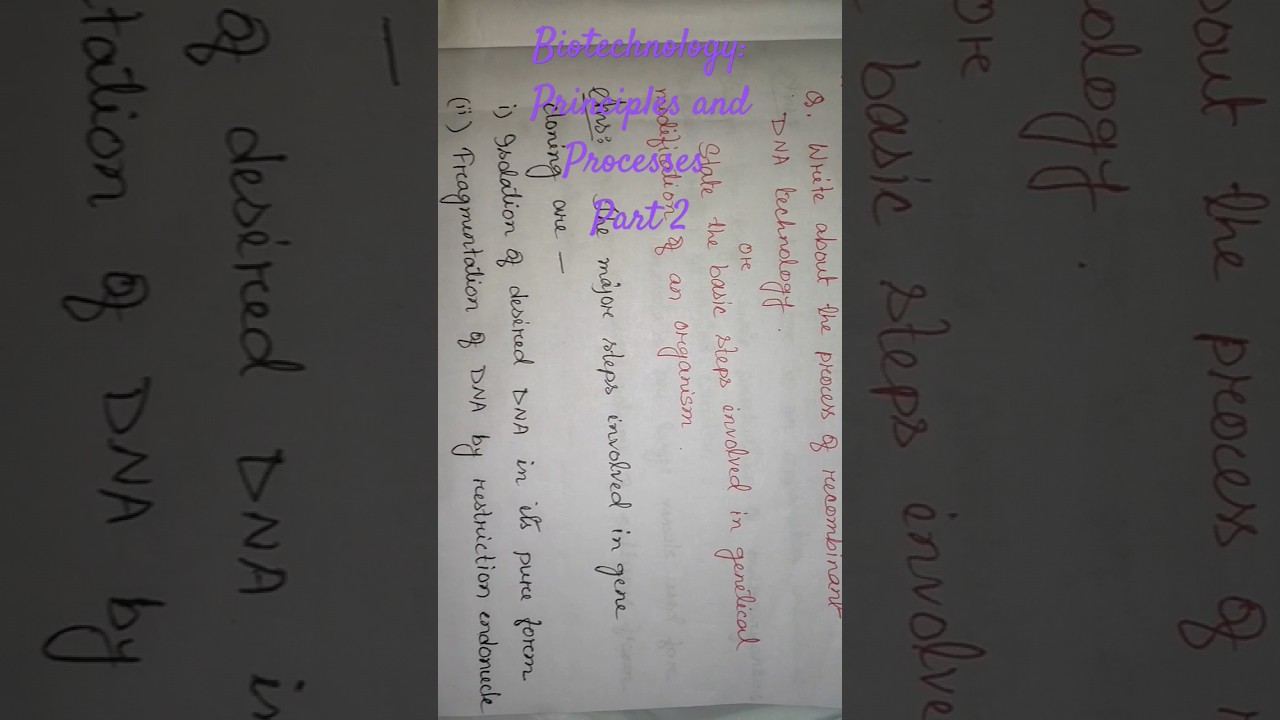 Biotechnology principles and processes class 12