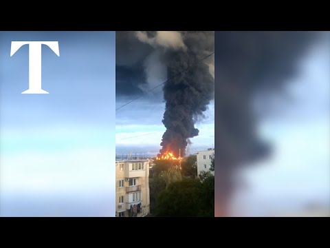Drone strike triggers massive fire in Russian-occupied Crimea
