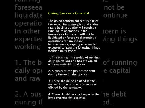 GOING CONCERN CONCEPT -ACCOUNTING CONCEPTS- #shorts #shortsfeed #shortsvideo #concepts #fundamental