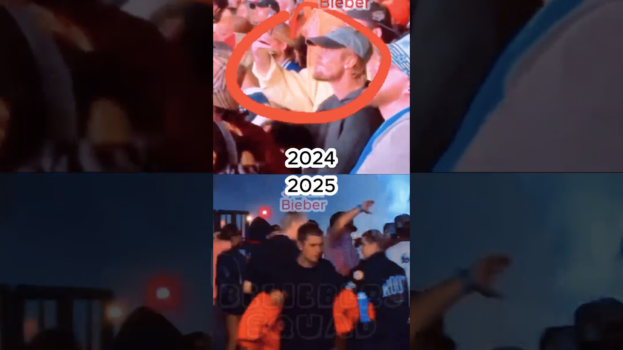 Justin Bieber having fun in the crowd  2024 vs 2025 #justinbieber #justinbeiber #celebrity