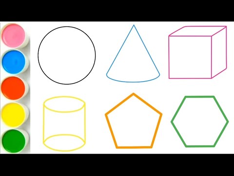 Learn shapes drawing along with names with different types of colours | kids education