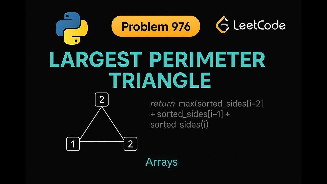 LeetCode 976: Largest Perimeter Triangle | Python Solution | Sorting Approach