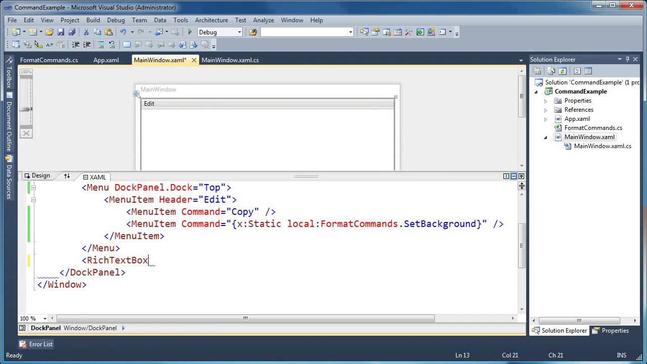 Creating custom commands in WPF