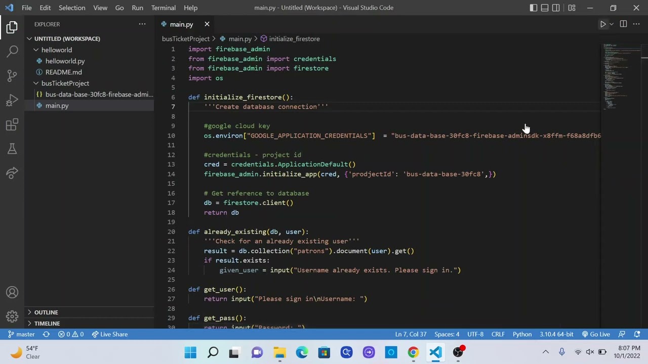 Firebase Cloud Database Bus Pass System Using Python