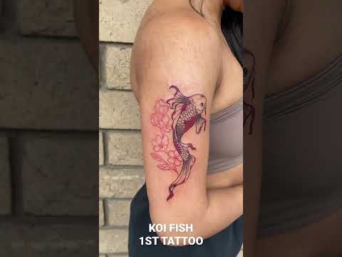 KOI FISH 1ST BIG TATTOO WITH RED COLOR #tattoo #1sttattoo #tattoos #koi #koifish #nowbooking