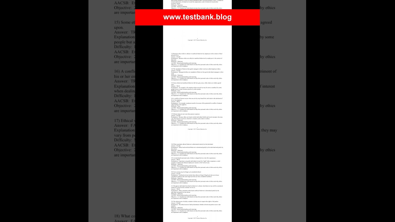 Test Bank for Business Essentials 11th Edition by Ebert Test Bank