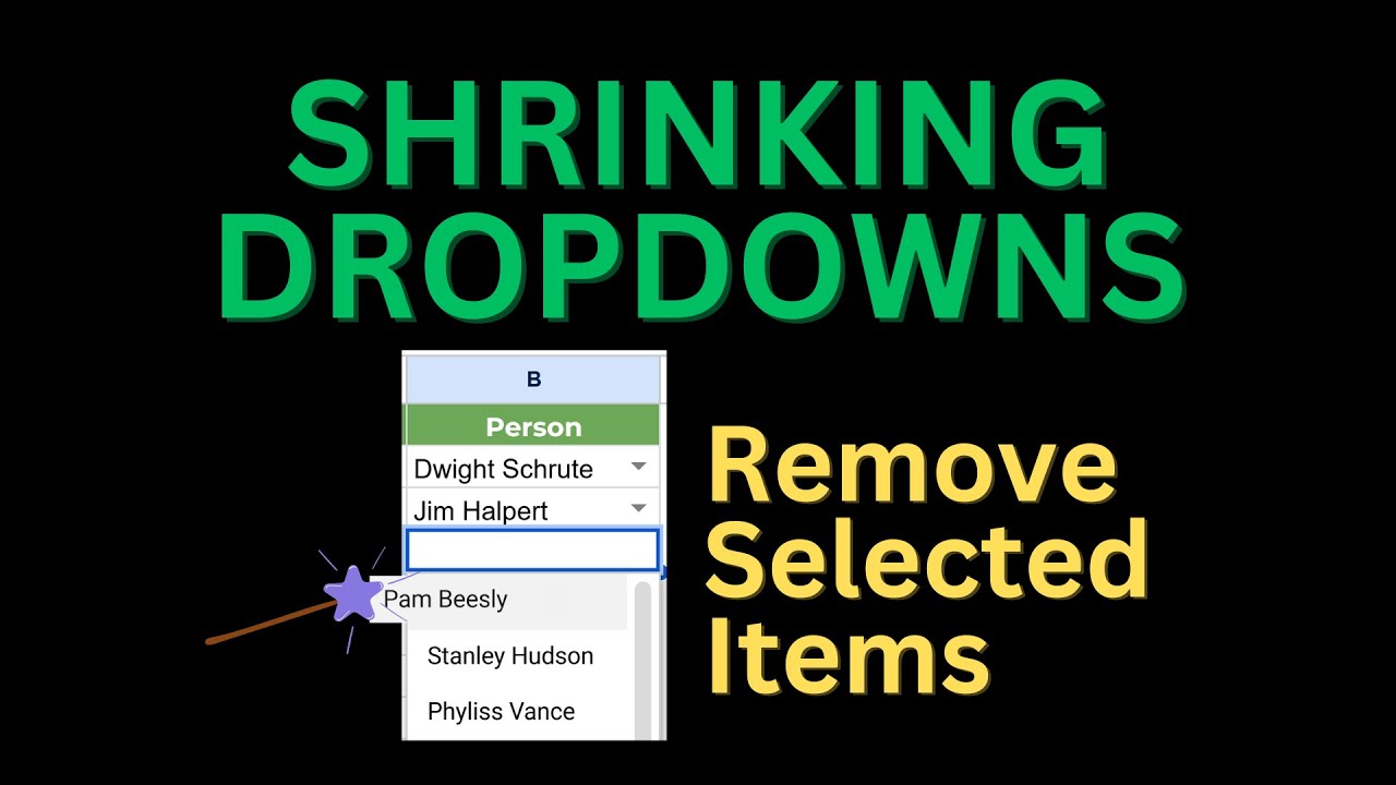 Shrinking Dropdowns: Automatically Remove Selected Items (Google Sheets)