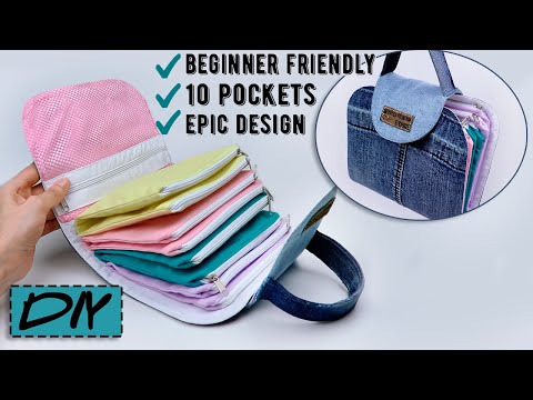 FANTASTIC DIY ORGANIZER BAG IDEA FROM OLD JEANS Denim Zipper Bag Tutorial