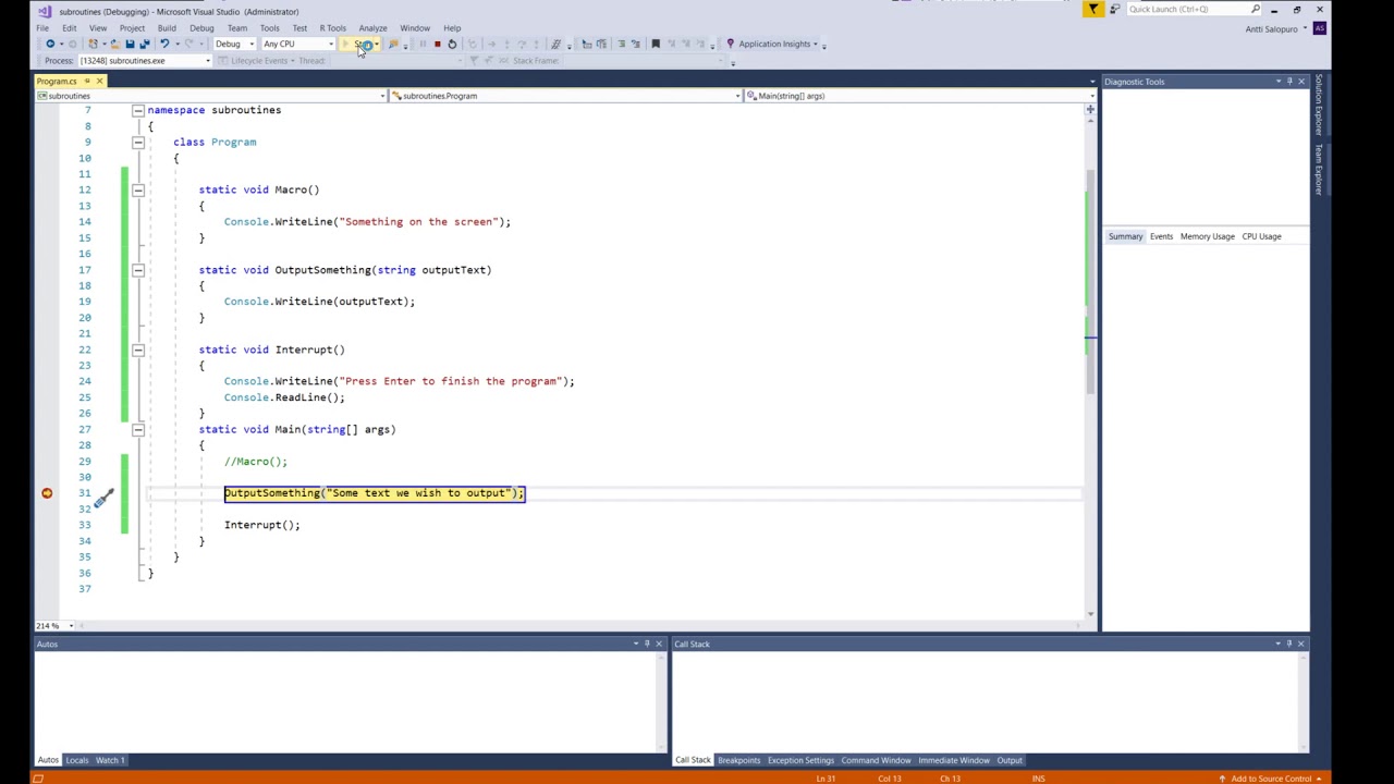 Subroutines: subroutine with input parameter
