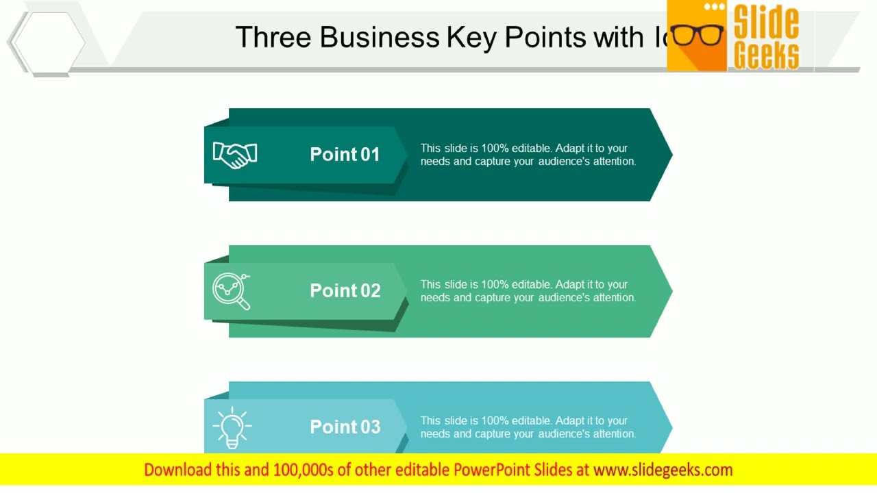 Three Business Key Points With Icons Ppt Powerpoint Presentation Icon Graphics Download