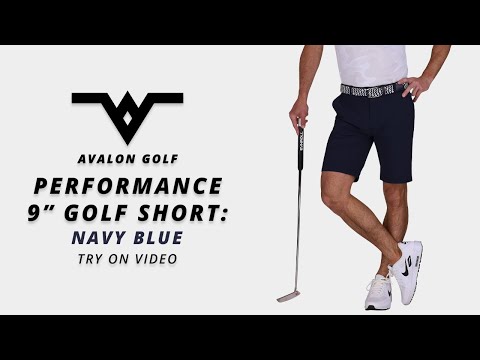 Avalon Performance Mens Golf Shorts with 9" Inseam: Navy Blue