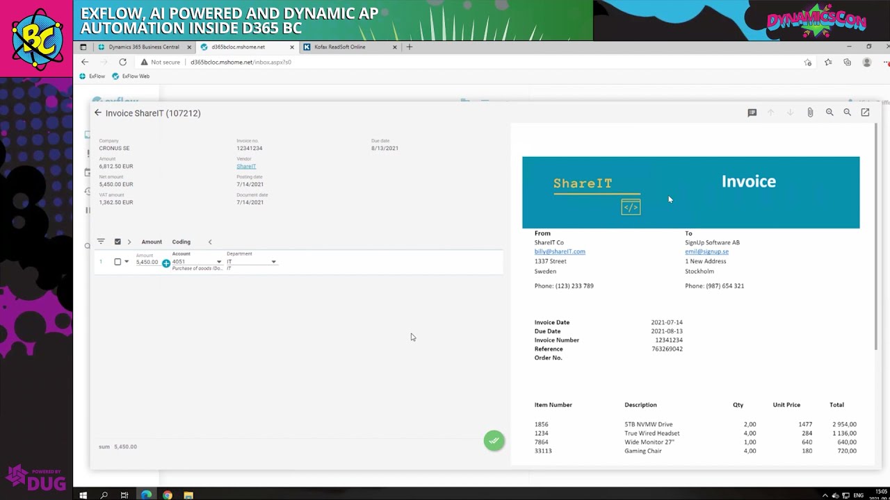 ExFlow, AI Powered and Dynamic AP Automation Inside D365 BC Presented by ExFlow by SignUp Software