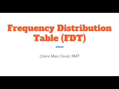 Frequency Distribution Table FDT Pre recorded lecture