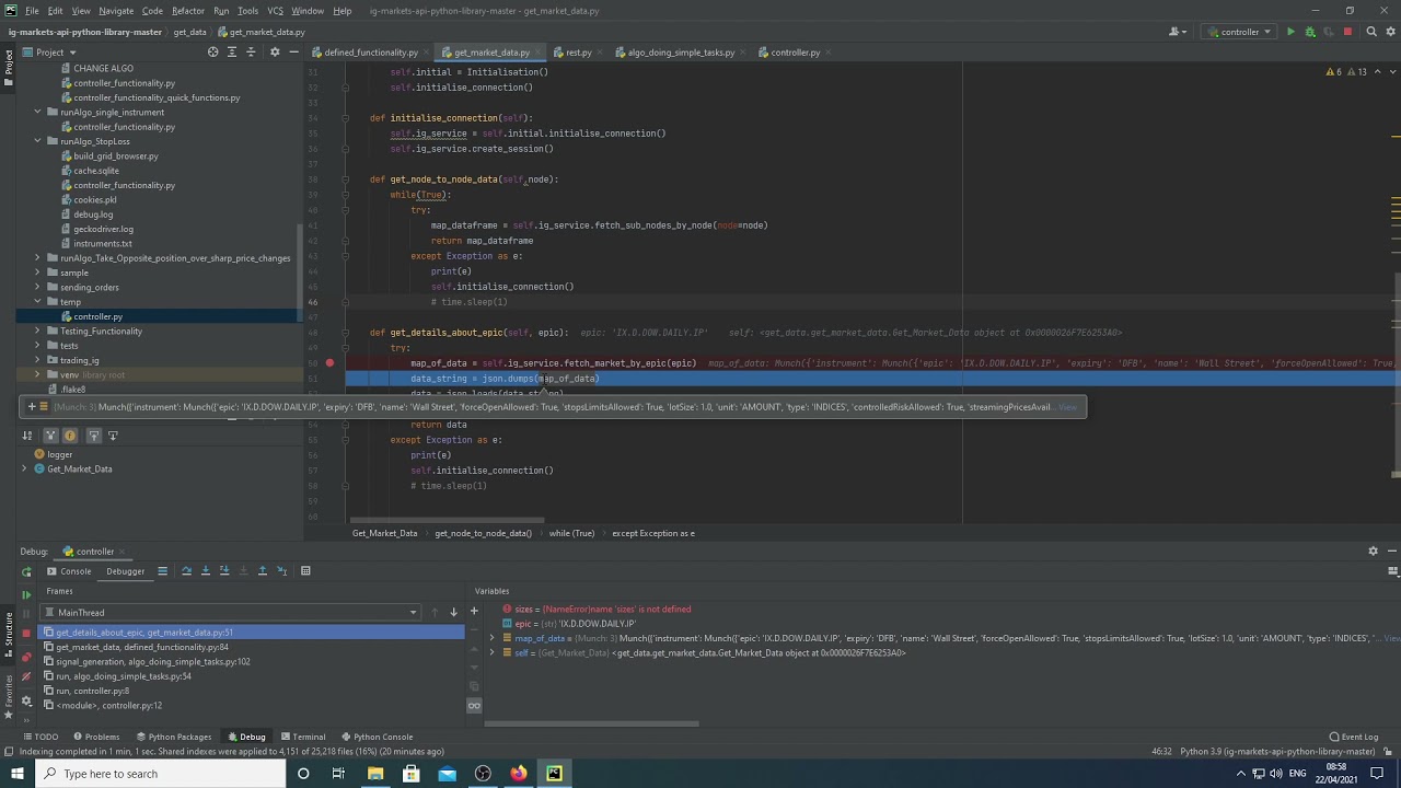 IG Trading Python API - Fetch Market Data