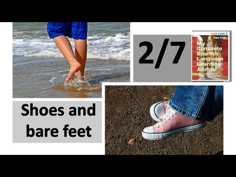 Spanish Vocab about bare feet, shoe size and wearing shoes. Feet, 2 of 7.