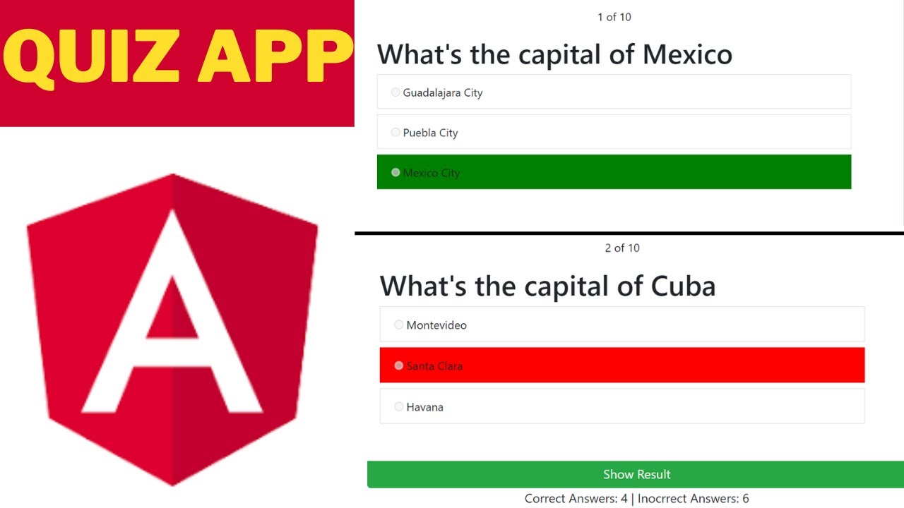 Build a Quiz app with Javascript/Angular