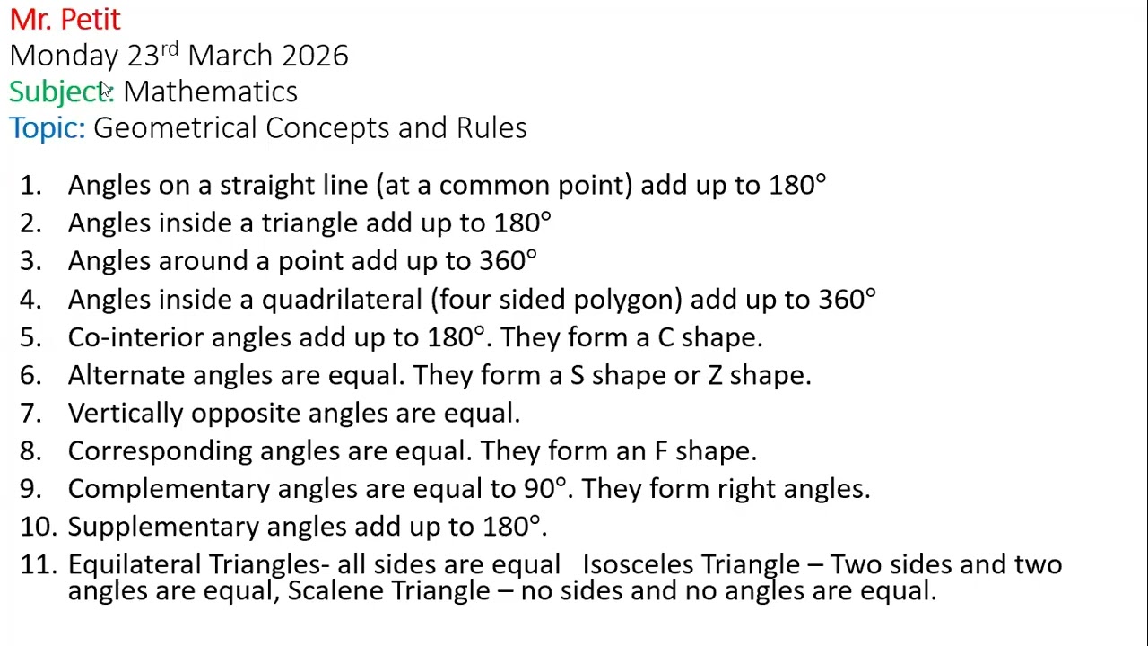 EDUCATIONAL CLASSES DAY 1 WEEK 11 SPRING 2026 (GEOMETRY RULES AND CONCEPTS PT.1)