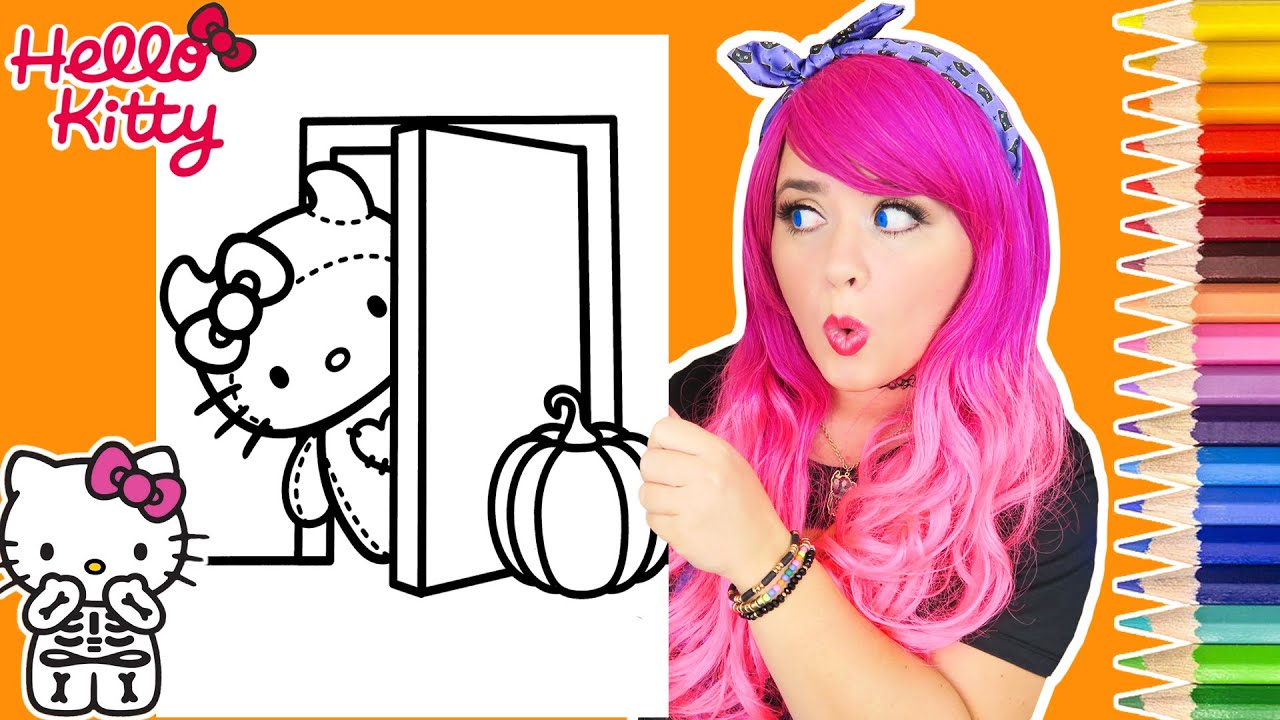 Coloring Hello Kitty Halloween Monster Coloring Page | Prismacolor Colored Pencils