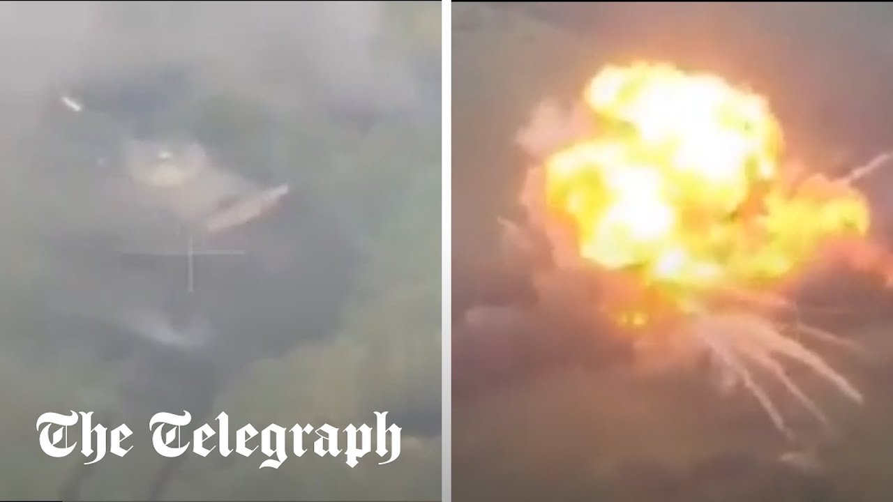 Watch: Russian ‘suicide tank’ explodes near Ukrainian stronghold
