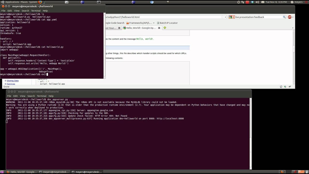 App Engine Hello World Run Example