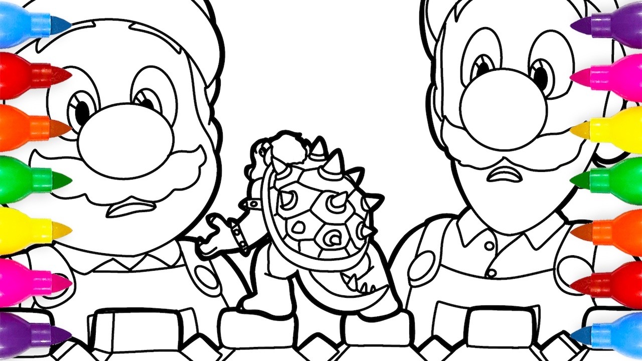 Draw and Color Mario, Luigi & Mini Bowser | Super Mario Galaxy Movie Coloring Page