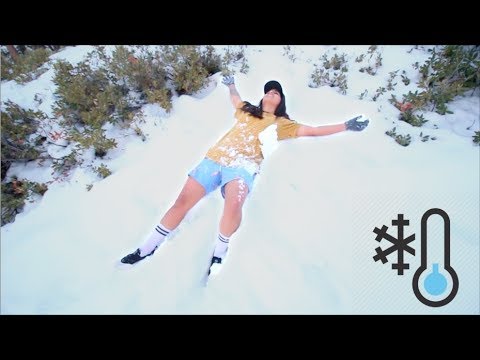 Attempting to JUMP into SNOW in a BATHING SUIT (ends badly)