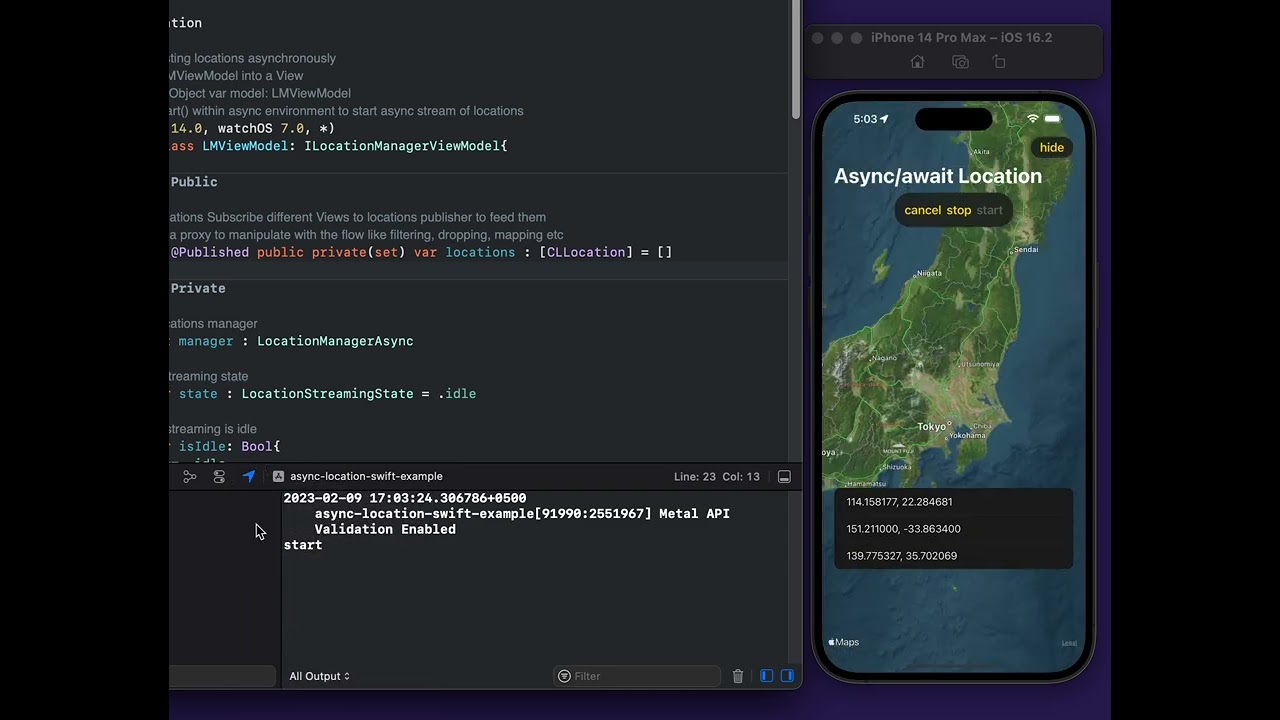 Github code Async await CoreLocation Concurrency Beispiel
