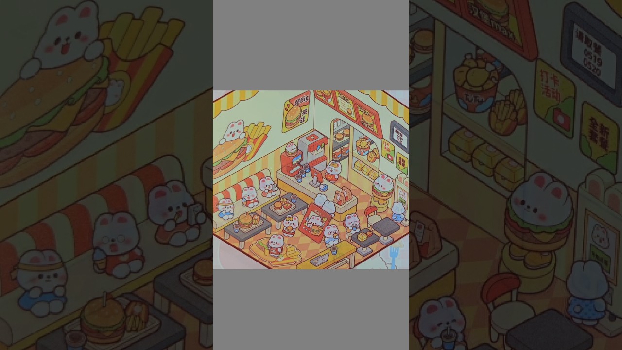 ASMR Bunny In Burger Shop #sticker #shorts #satisfying