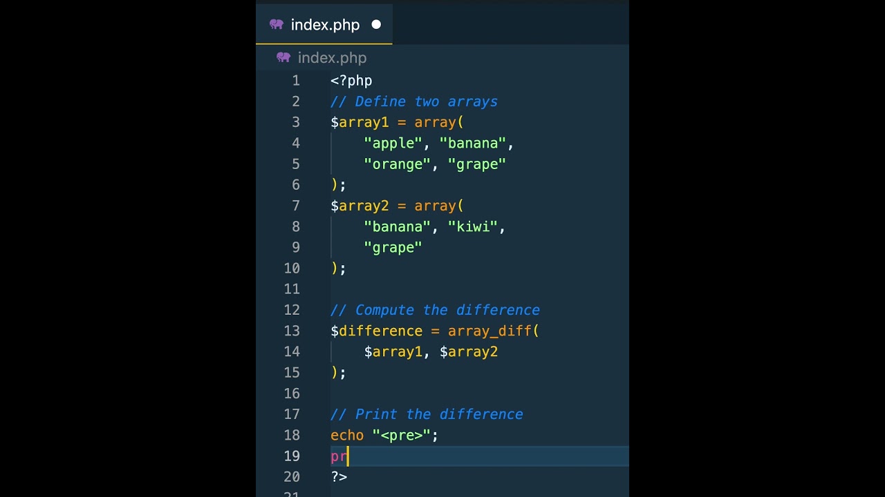 🔍 Unlocking the Power of array_diff() in PHP! 🔄 #phparrays #codingshorts  #codingtips