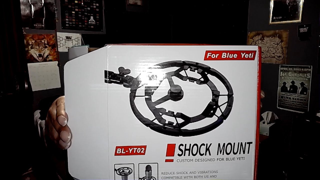 Blue Yeti Shock mount and pop filter unboxing test/review