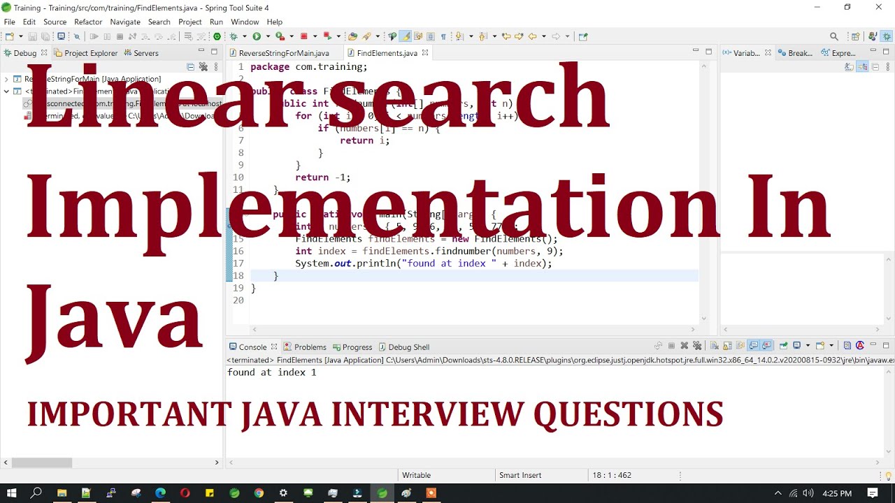Linear search implementation in java - Most important question asked in java