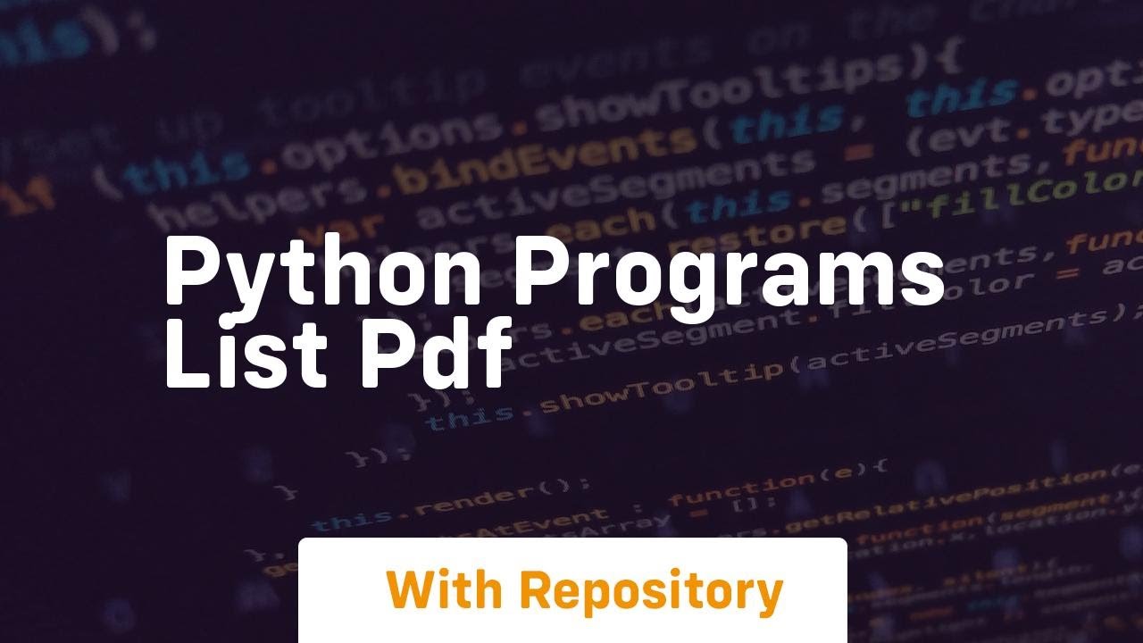 python programs list pdf