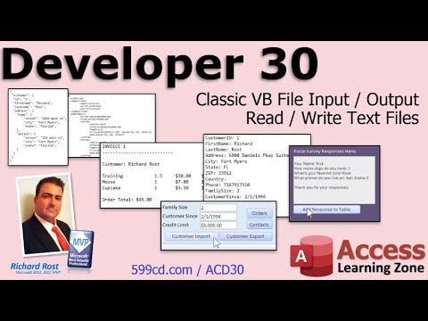 Microsoft Access Developer 30 - File Input / Output with VBA. Introduction Video. Read, Write Text.