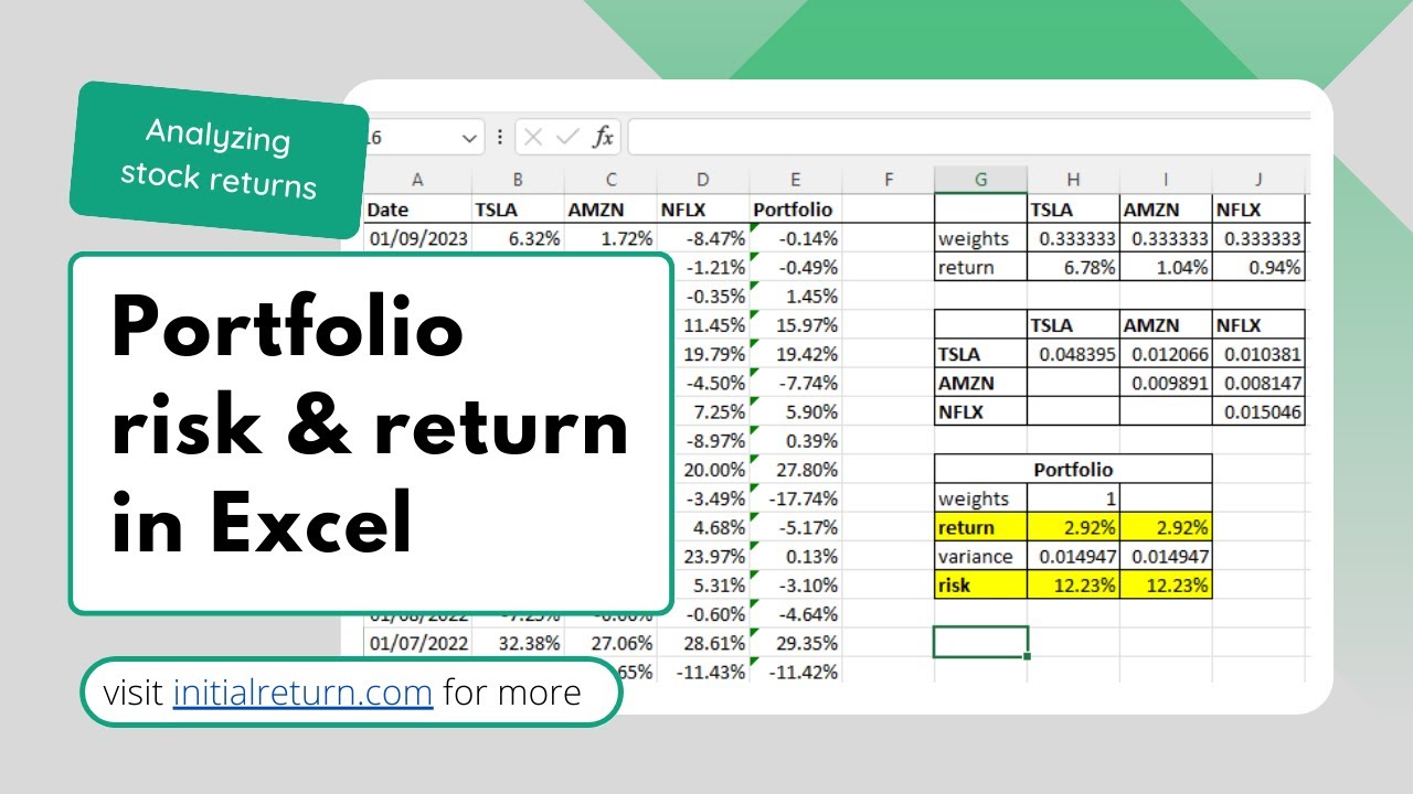 How to calculate portfolio risk and return in Excel / Analyzing stock returns / Episode 7