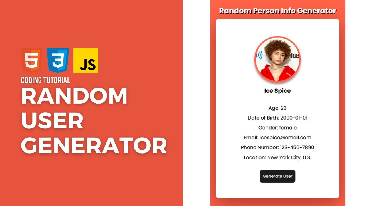 Random User Generator | Tutorial | HTML CSS JavaScript
