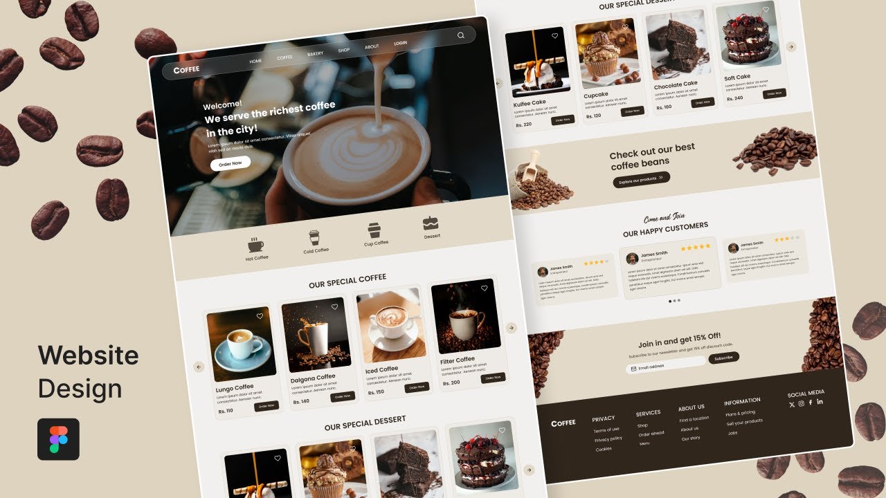 ☕ Coffee Shop Landing Page UI Design in Figma | Figma Tutorial 2025 | GDMentor