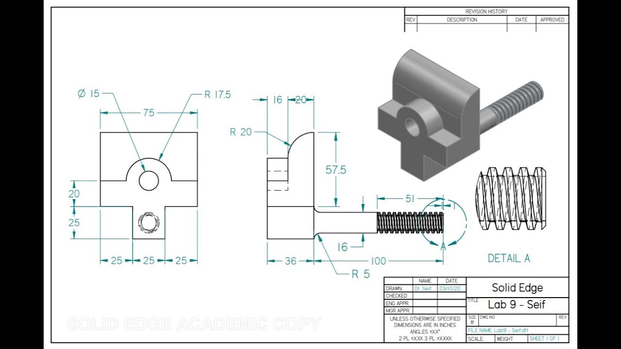Learning Solid Edge: (Lab 9)