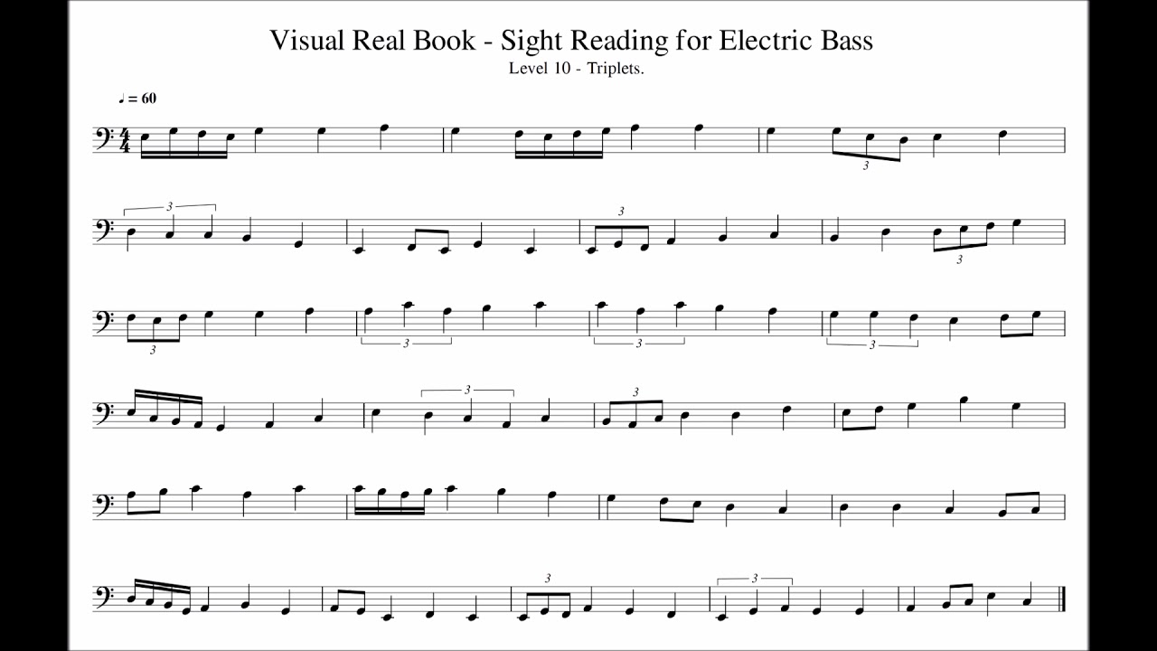 Sight Reading for Bass, Level 10 (Triplets) - Ex  01