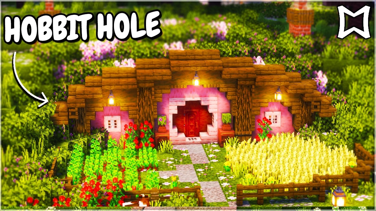 Minecraft Easy Cherry Blossom Hobbit Hole Survival House | Relaxing Tutorial - Minecraft Builders
