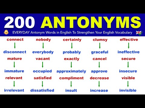 Learn 200 EVERYDAY Antonym Words in English To Strengthen Your English Vocabulary