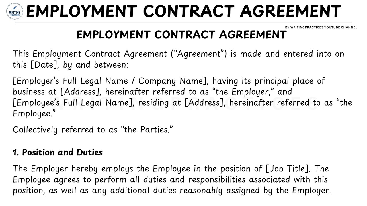 How To Write A Legal Employment Contract Agreement Step by Step Guide | Writing Practices