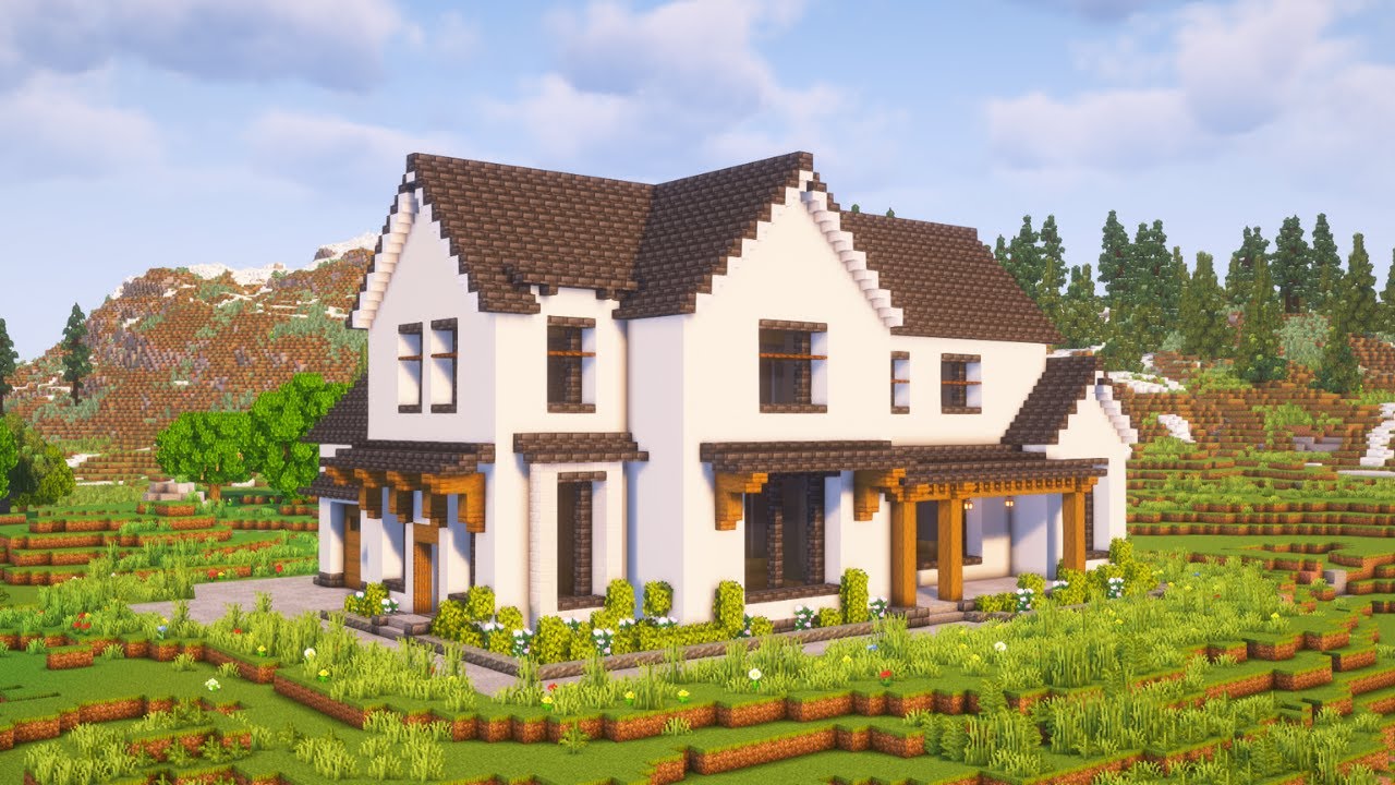 How to build a Modern Farmhouse - Minecraft Tutorial - Minecraft Builders
