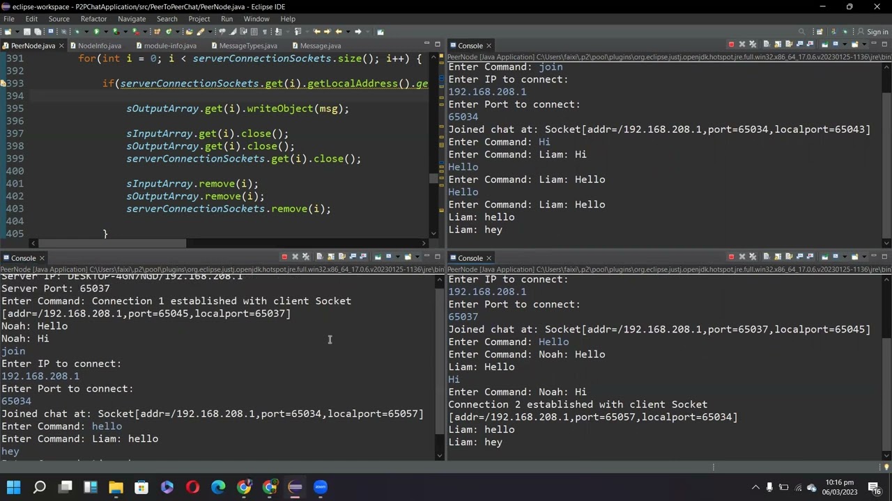 Distributed chat application implementation
