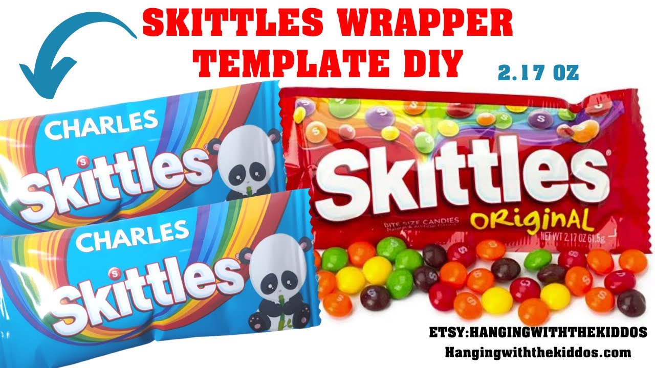 Free Skittles Wrapper Template Video Tutorial|Custom Candy Wrapper |Canva Template